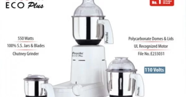 Preethi Eco Plus 110 Volts Mixer Grinder For USA CANADA