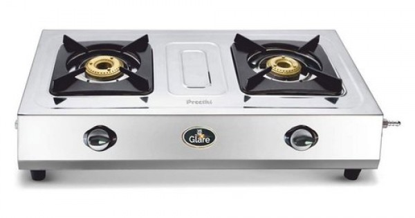 Preethi Glare Stainless Steel Gas Stove 2 Burner